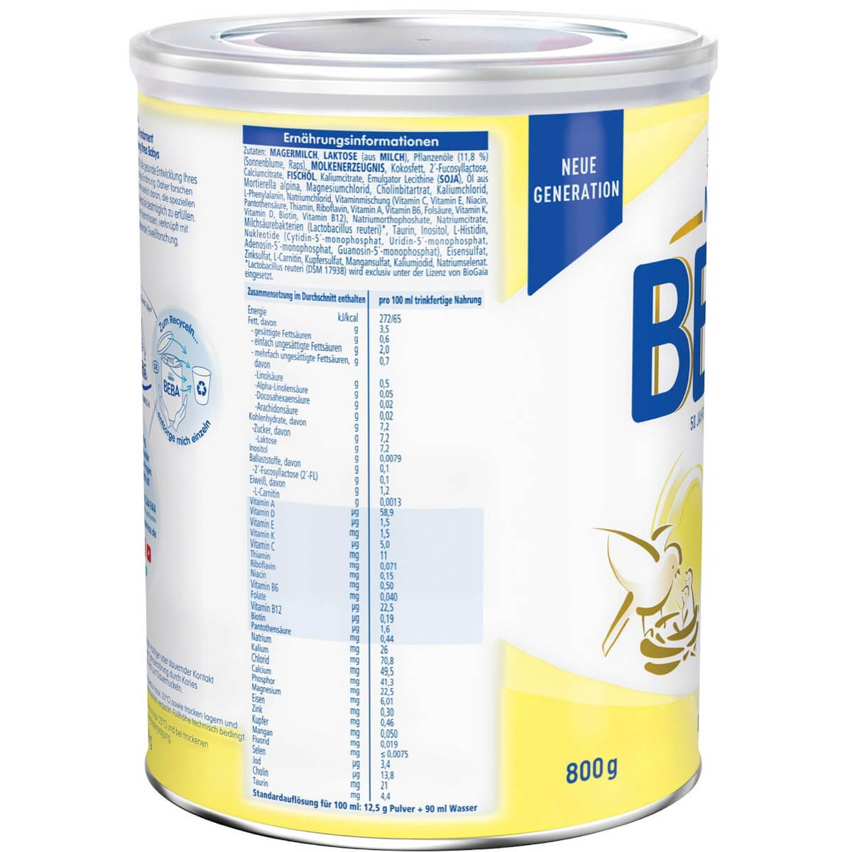 BEBA Pre Baby Formula First Milk (after birth) - Pack of 6 x 800 g ...